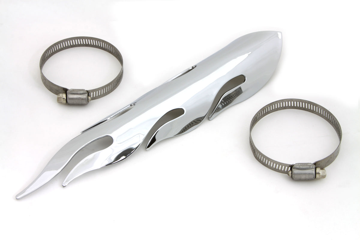 HARLEY Exhaust Heat Shield Flame Style fits 0- Custom, – Paniccycles