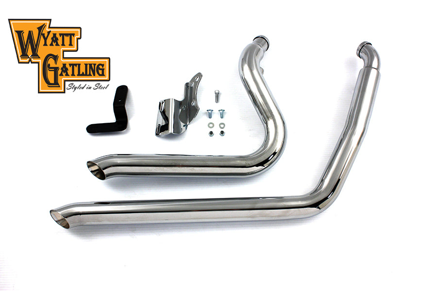HARLEY Wyatt Gatling Exhaust Drag Pipe Set Side Sweeper fits 1986-2017 ...